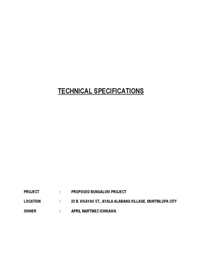 Technical Specifications | PDF | Electrical Wiring | Plumbing