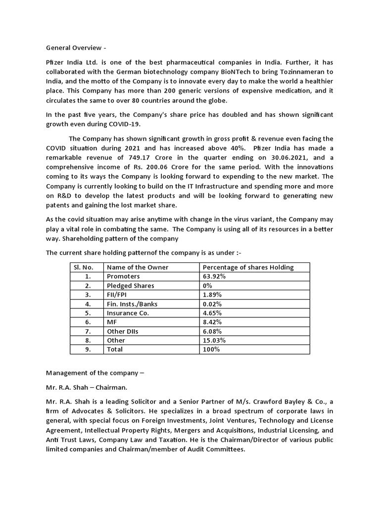 FINLATICS Pfizer Company Profile | PDF | Pharmaceutical Industry ...