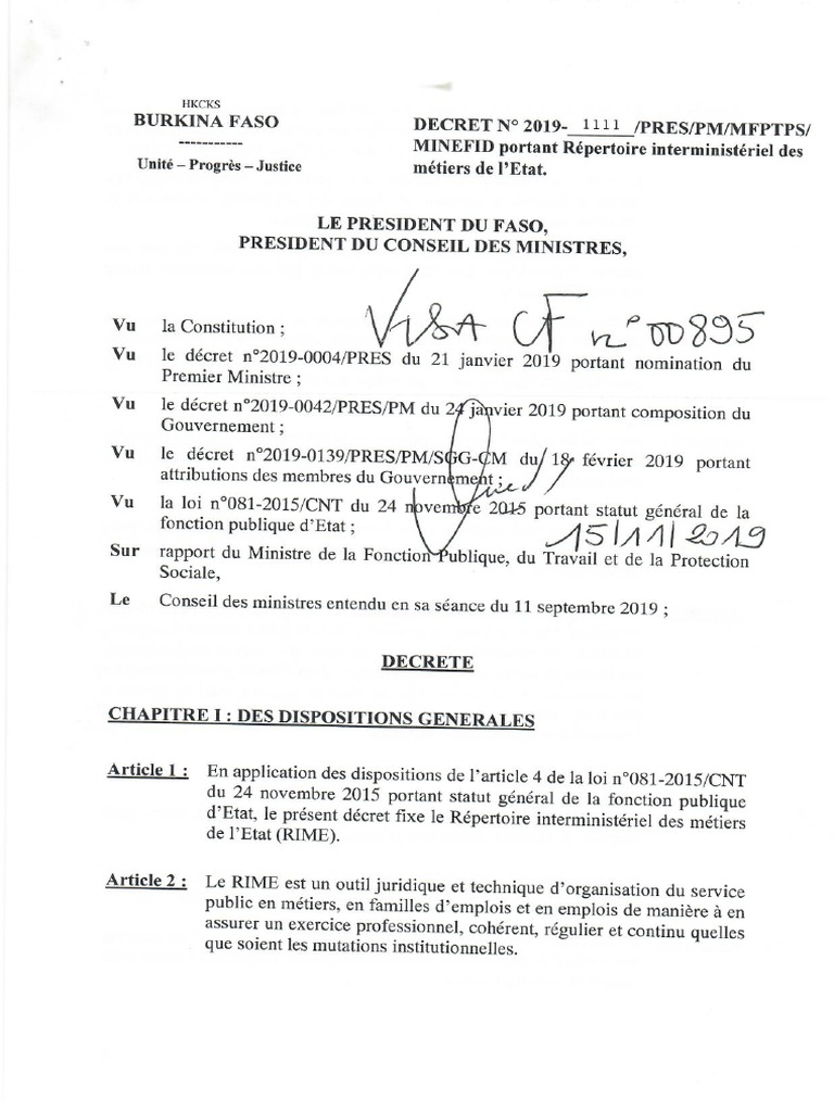 Décret 2019-1111 Portant RIME | PDF