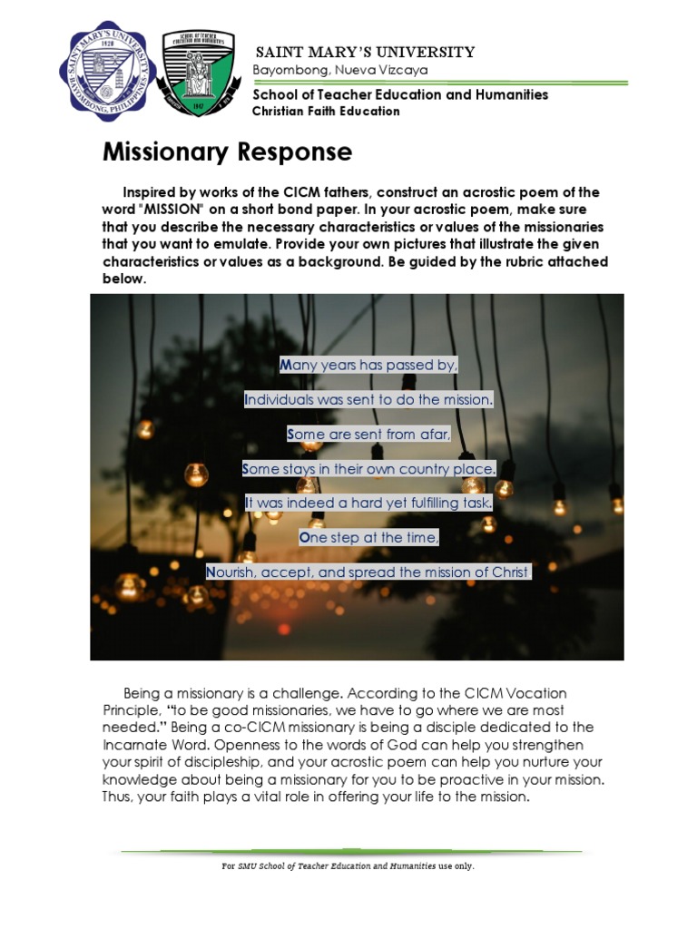 Missionary Response Module 3 CICM in The Philippines Finals | PDF ...