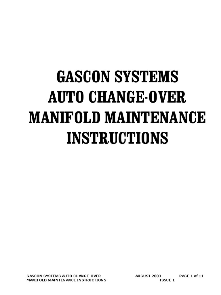 Gascon Systems Auto Change-Over Manifold Maintenance Instructions ...