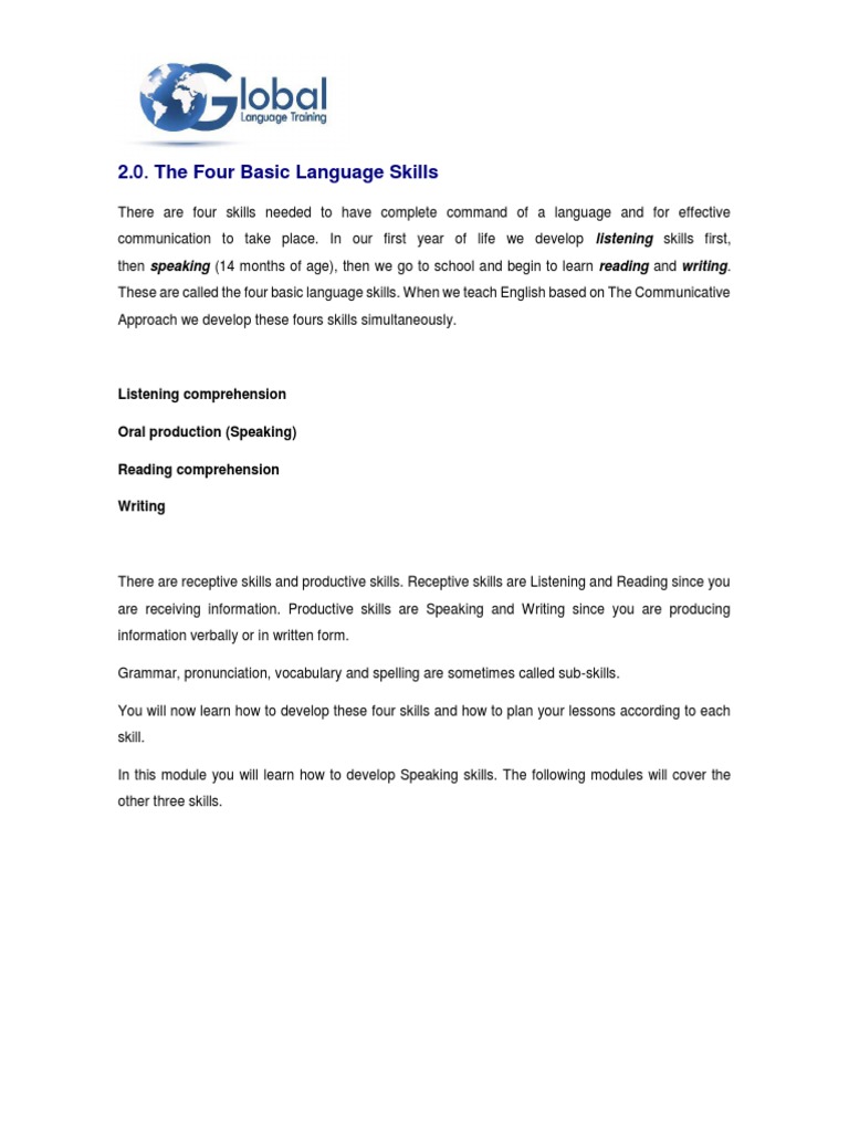 The Four Basic Language Skills PDF