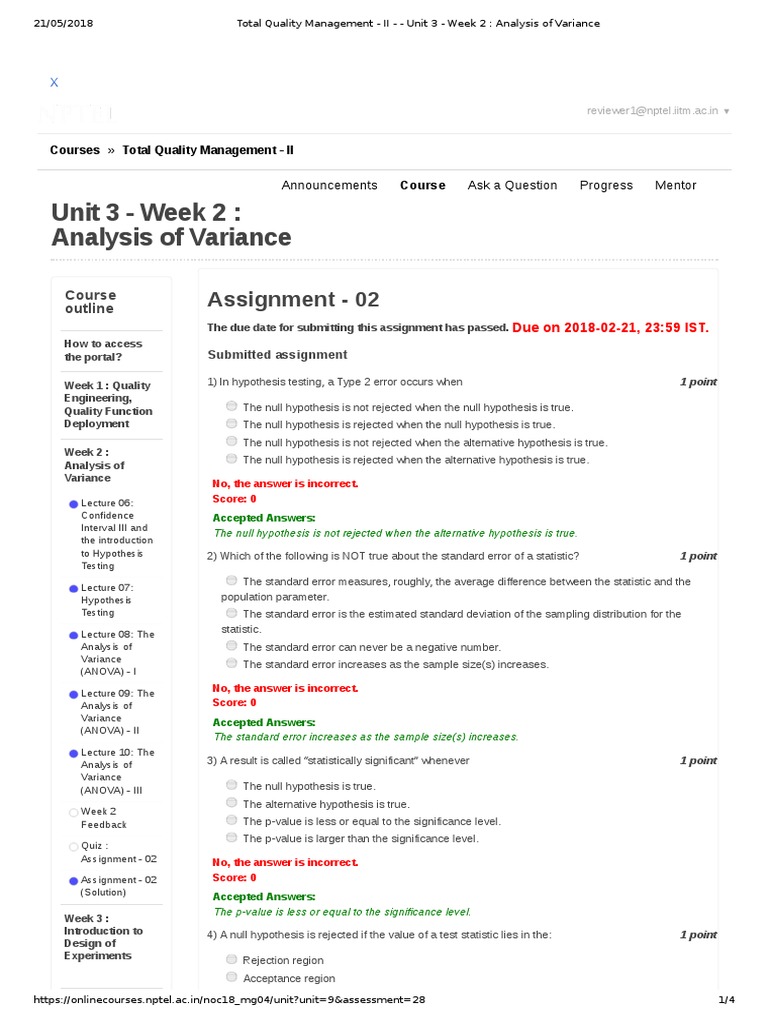 W2A1 | PDF | Analysis Of Variance | P Value