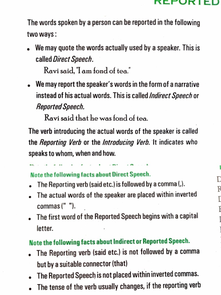 Reported Speech (Statements) | PDF | Perfect (Grammar) | Grammar