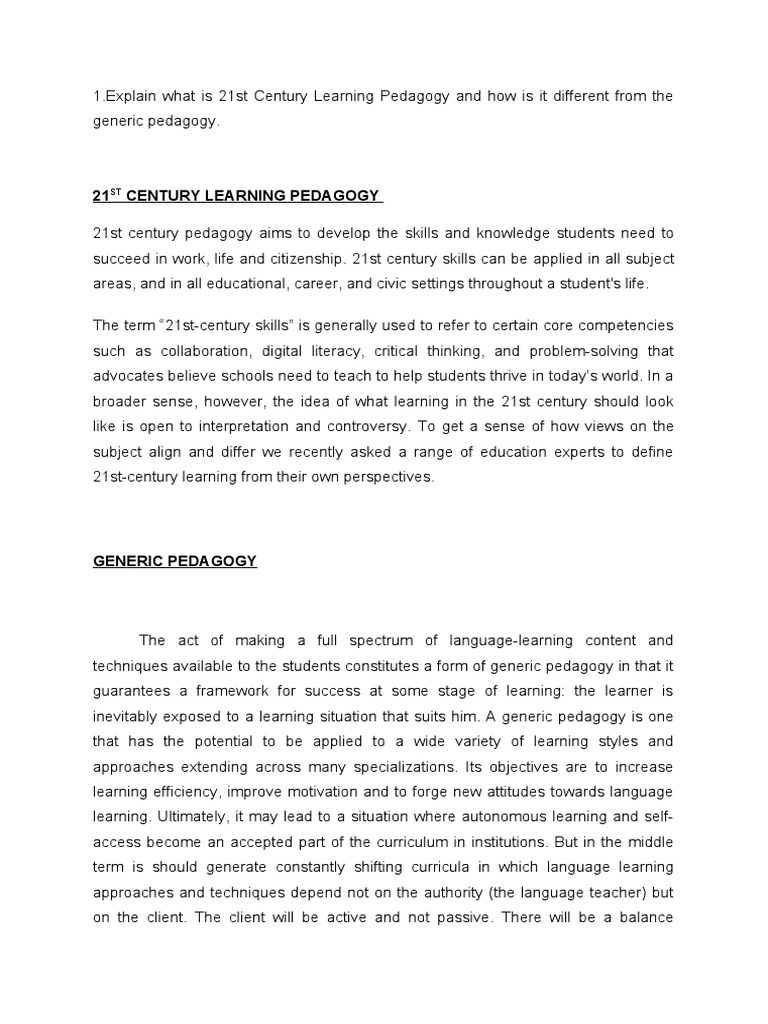 Explain What Is 21st Century Learning Pedagogy and How Is It Different ...