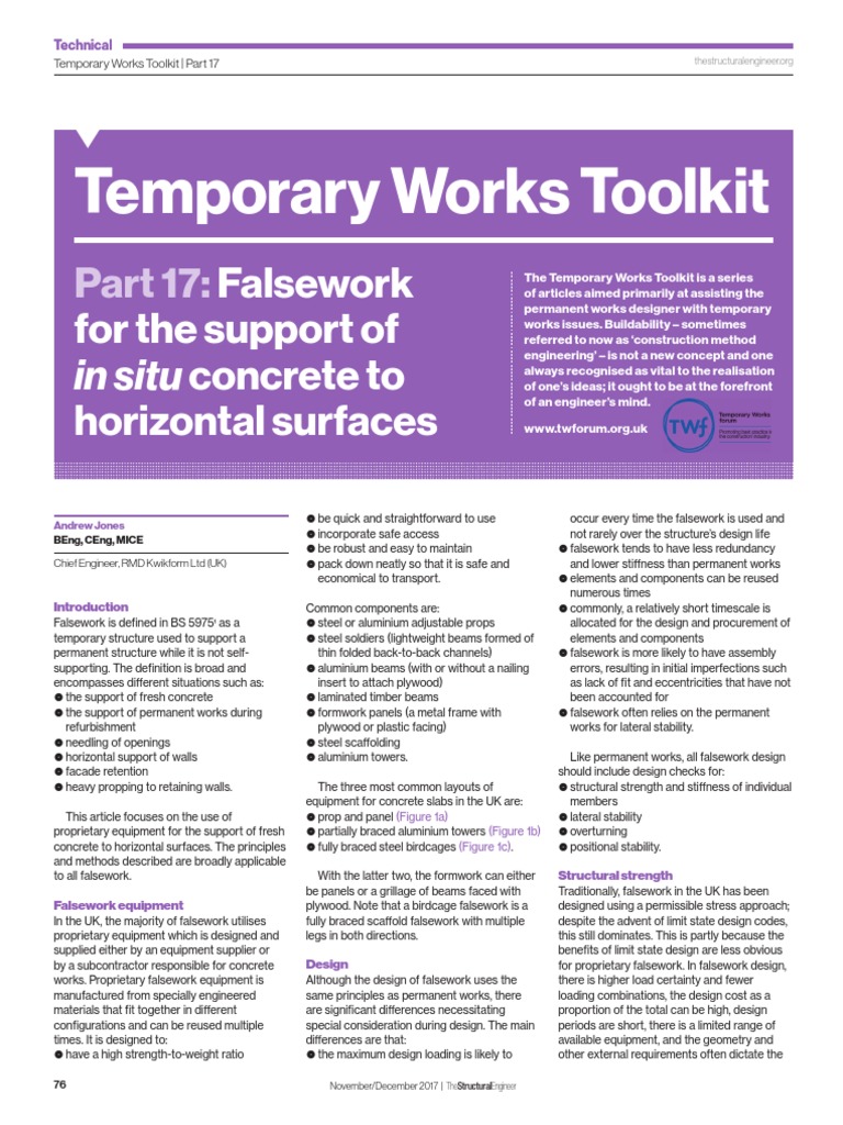 Temporary Works Toolkit: Falsework For The Support of Horizontal ...