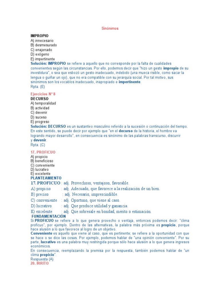 Sinónimos y Antonimos Ejercicios Con Prefijos | PDF | Tipología ...
