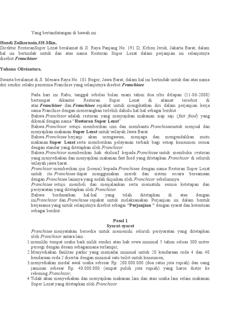 MOU Royalti Fee & Resep | PDF