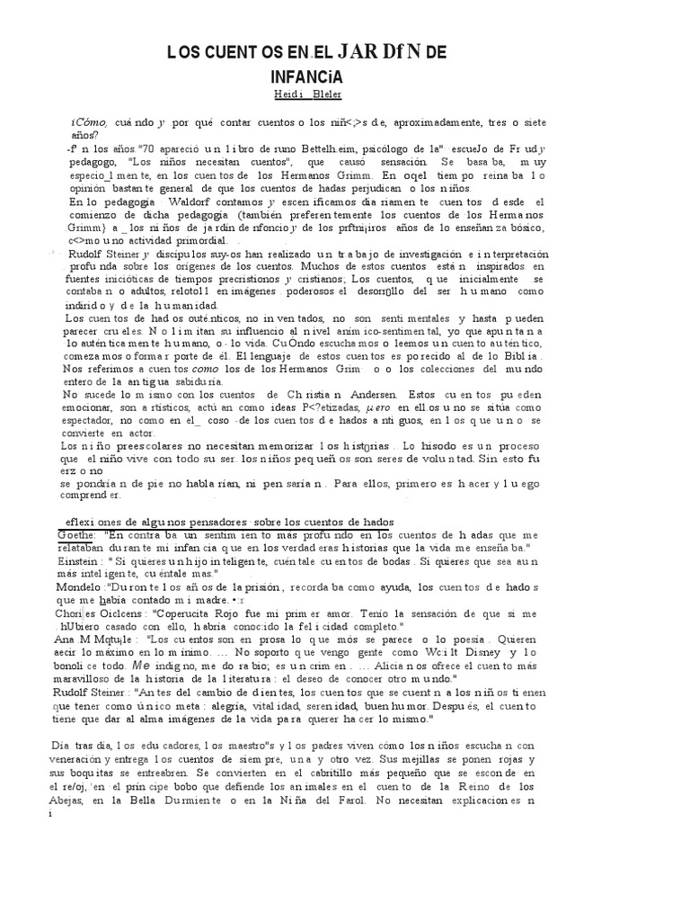 Los Cuentos en El Jardin de Infancia | PDF