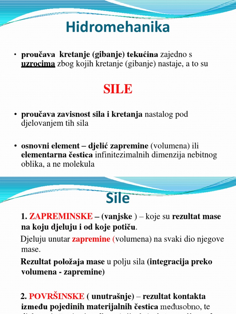 Hidromehanika Predavanje 2 | PDF