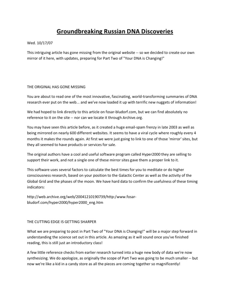 Groundbreaking Russian DNA Discoveries | PDF