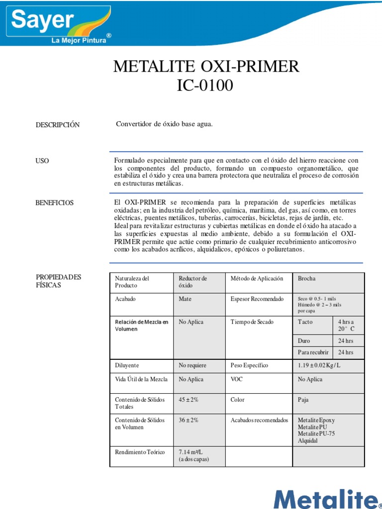OXI-PRIMER: Convertidor de Óxido | PDF | Agua | Cepillo