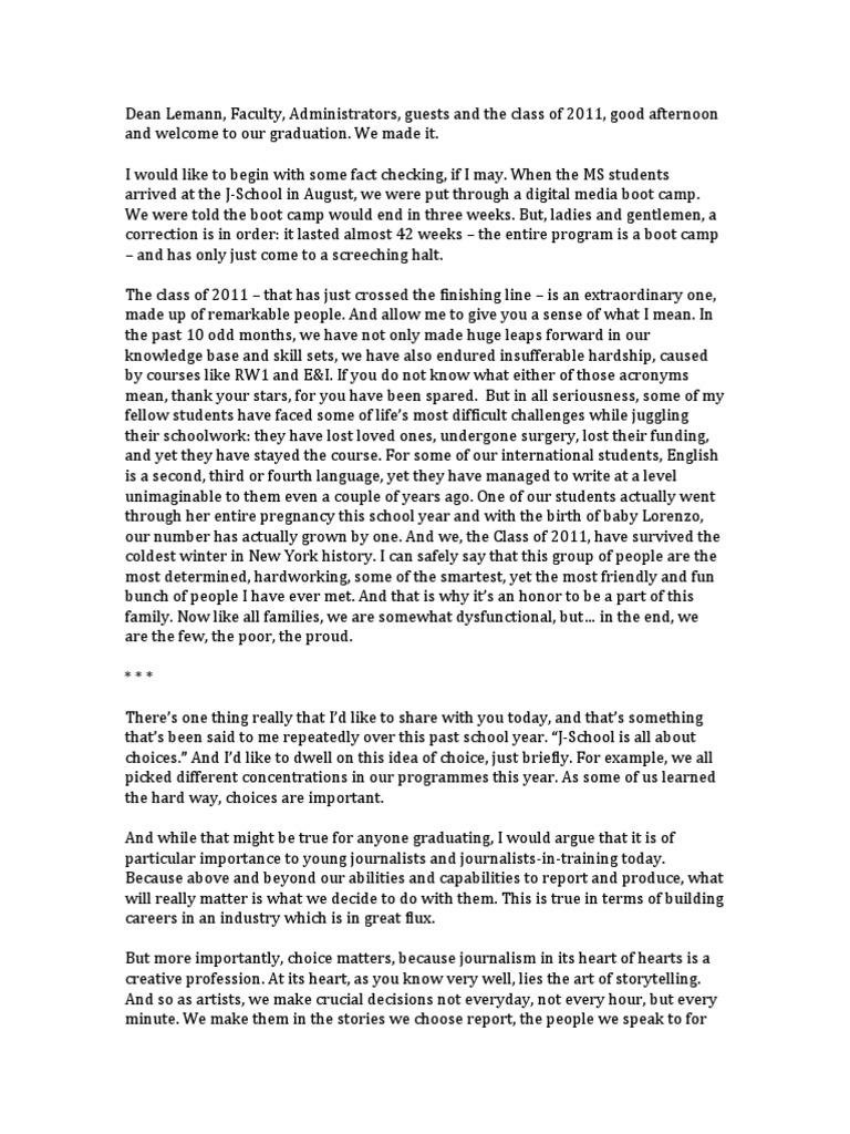 Zahra Raja Graduation Speech @ColumbiaJourn | PDF