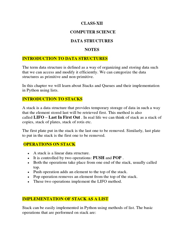 Data Structures Notes Pdf Queue Abstract Data Type Scheduling Computing