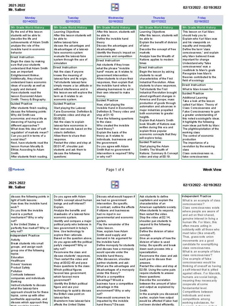 9th Grade World History Q3 Week 6 | PDF | Laissez Faire | Economics
