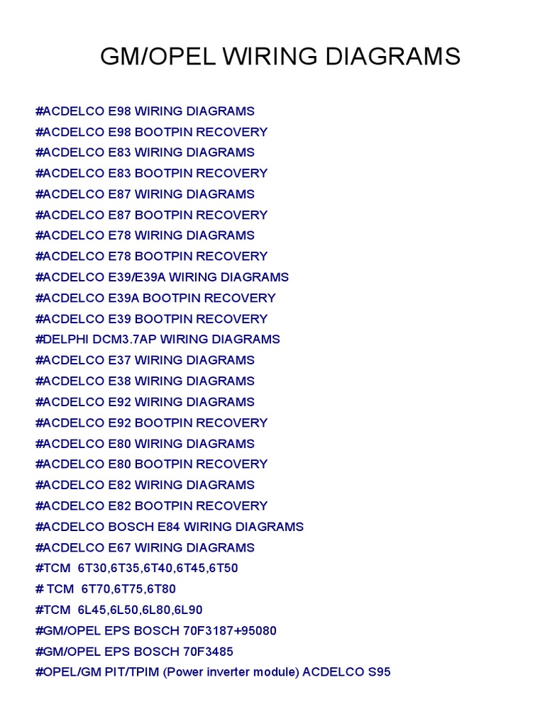 Gm/Opel Wiring Diagrams | PDF