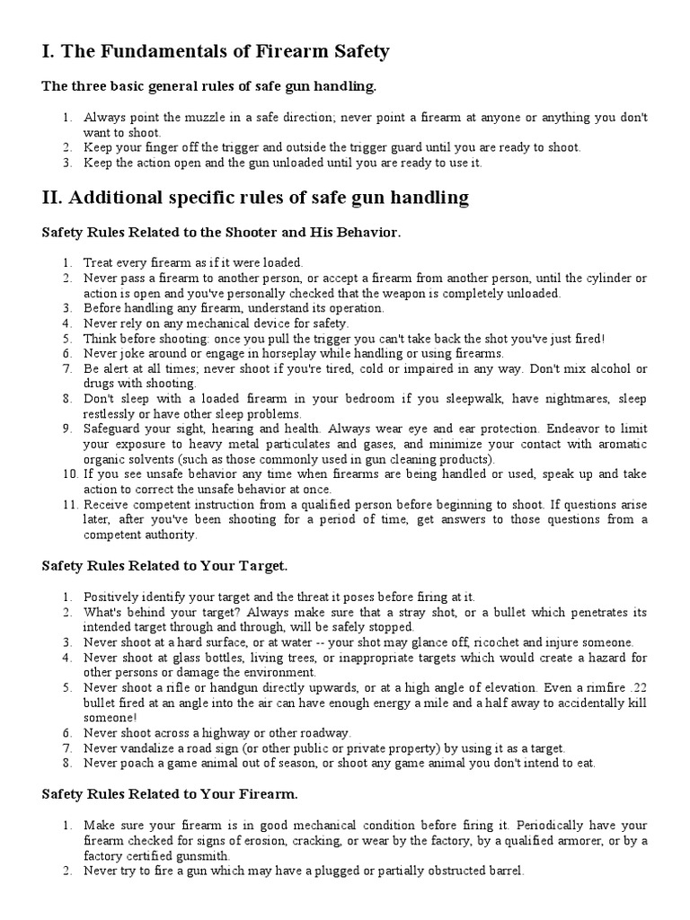 I. The Fundamentals of Firearm Safety: The Three Basic General Rules of ...