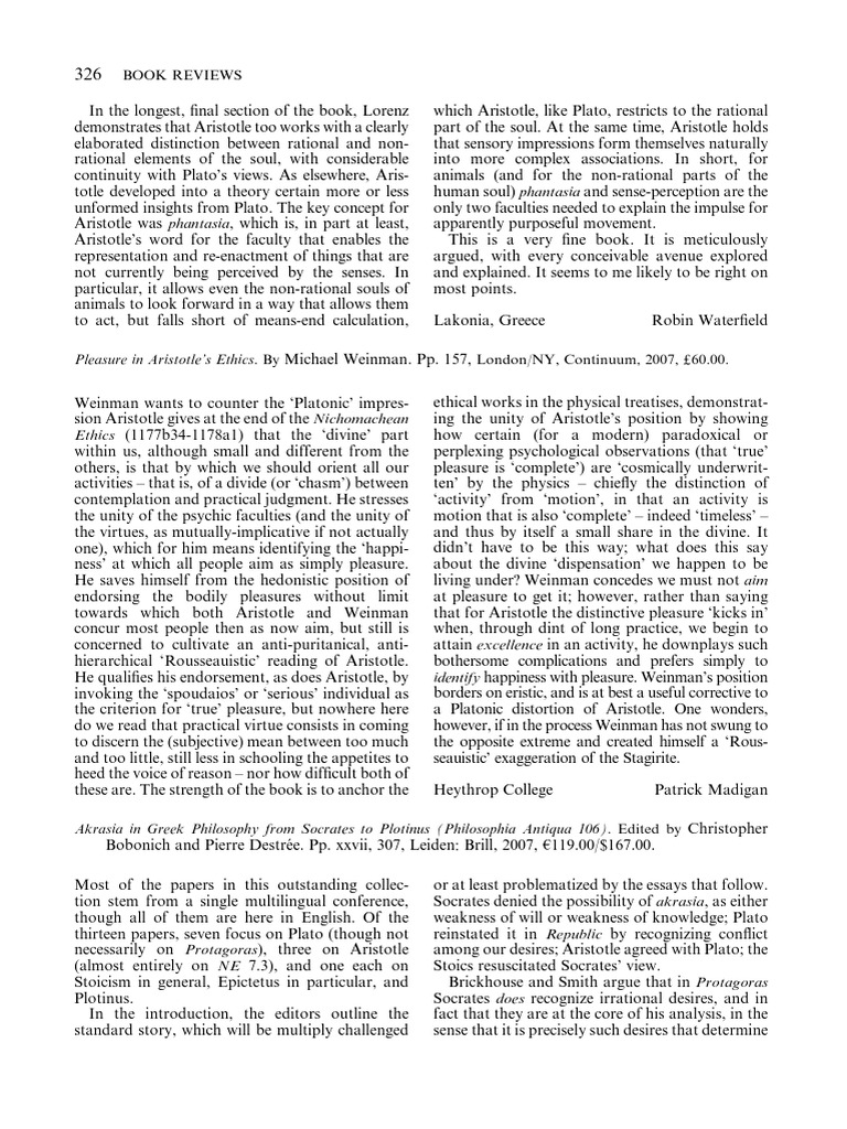 (AKRASIA) Waterfield (2010) Akrasia in Greek Philosophy From Socrates ...