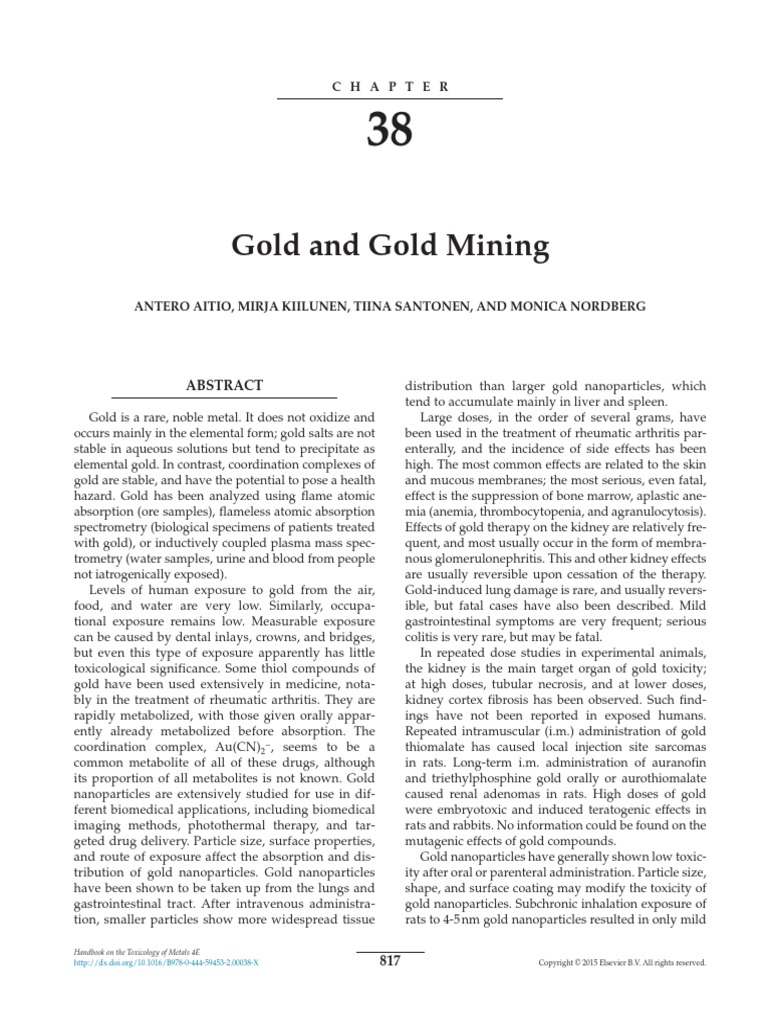 Chapter 38 - Gold and Gold Mining - 2015 - Handbook On The Toxicology ...