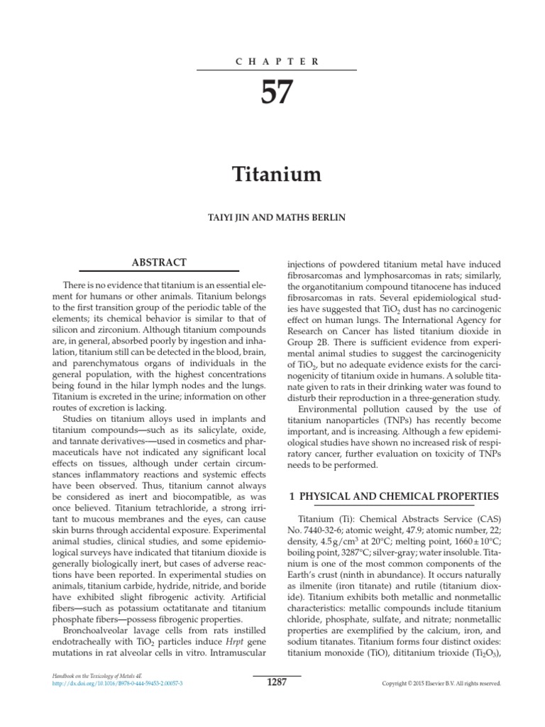 Chapter 57 - Titanium - 2015 - Handbook On The Toxicology of Metals ...