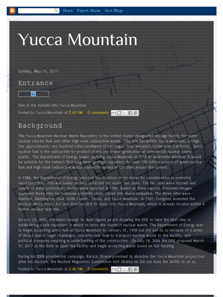 Yucca Mountain | PDF | Yucca Mountain Nuclear Waste Repository | Deep ...