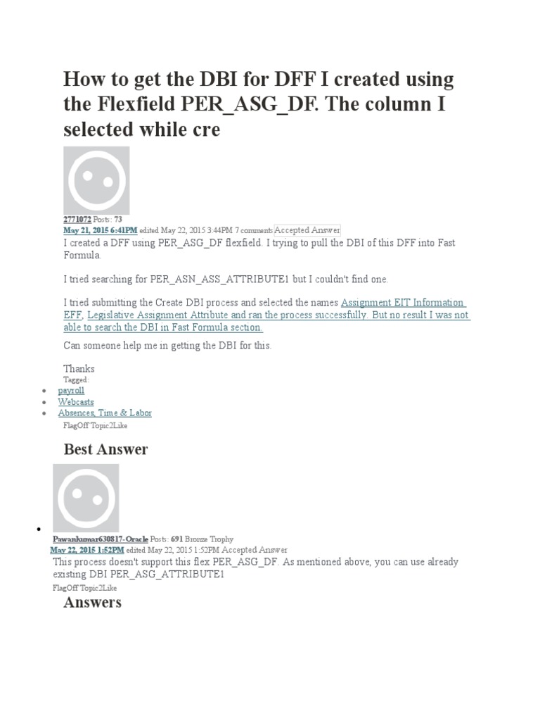 How To Get The DBI For DFF I Created Using The Flexfield PER | PDF | Computing | Software ...