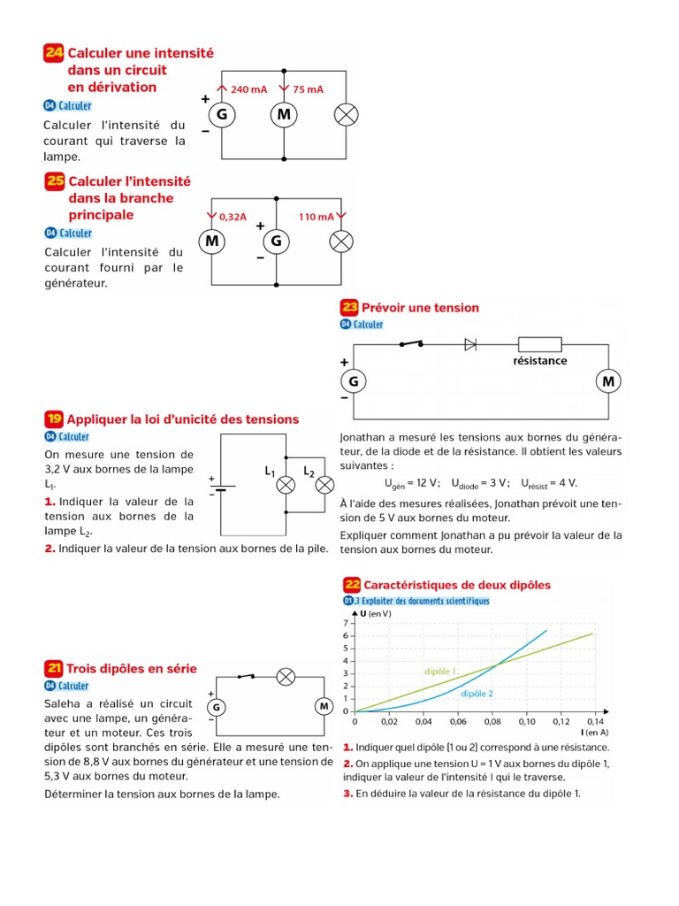 Exercices Lois Électricité | PDF