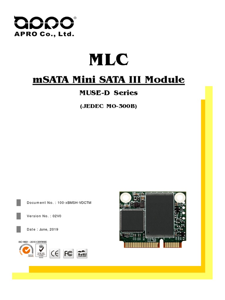 100-xBMSH-VDCTM - MUSE-D Msata | PDF | Flash Memory | Solid State Drive