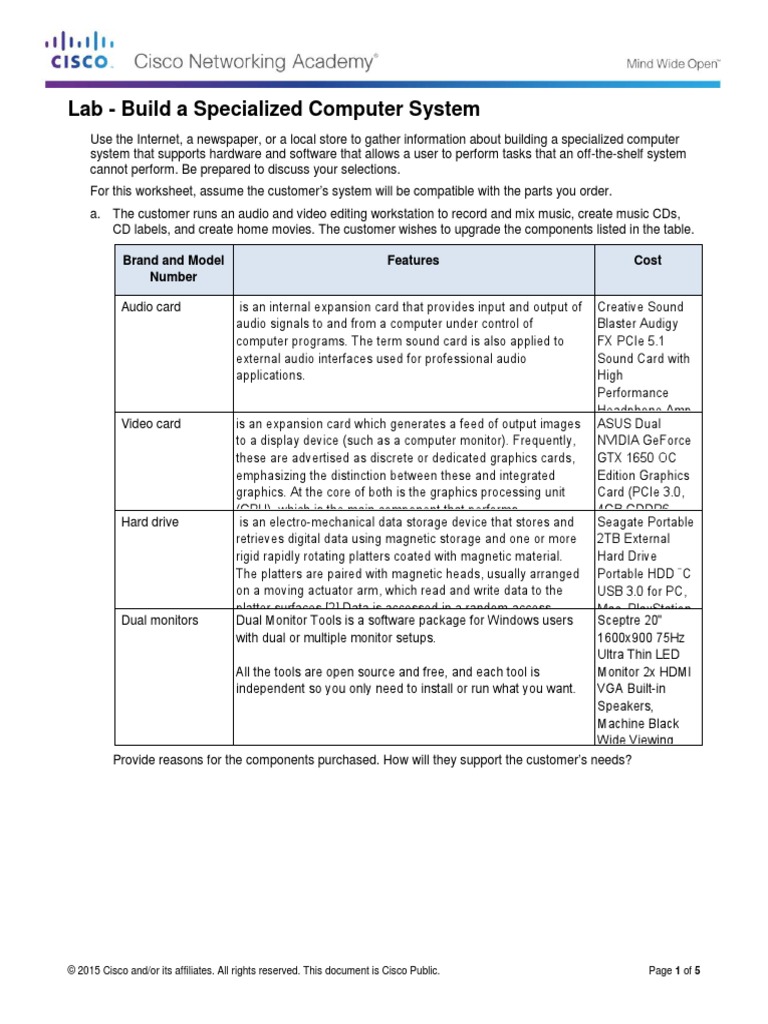 1.3.1.7 Lab - Build A Specialized Computer System Eng | PDF | Random Access Memory | Central ...