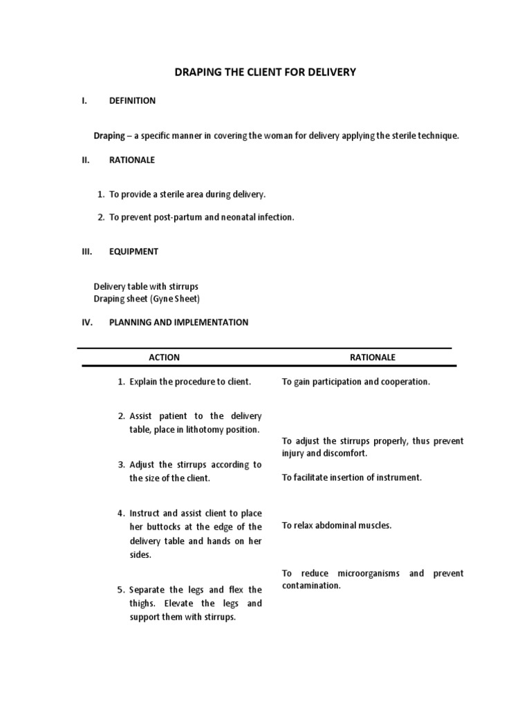 Draping The Client For Delivery | PDF | Medical Specialties | Medicine