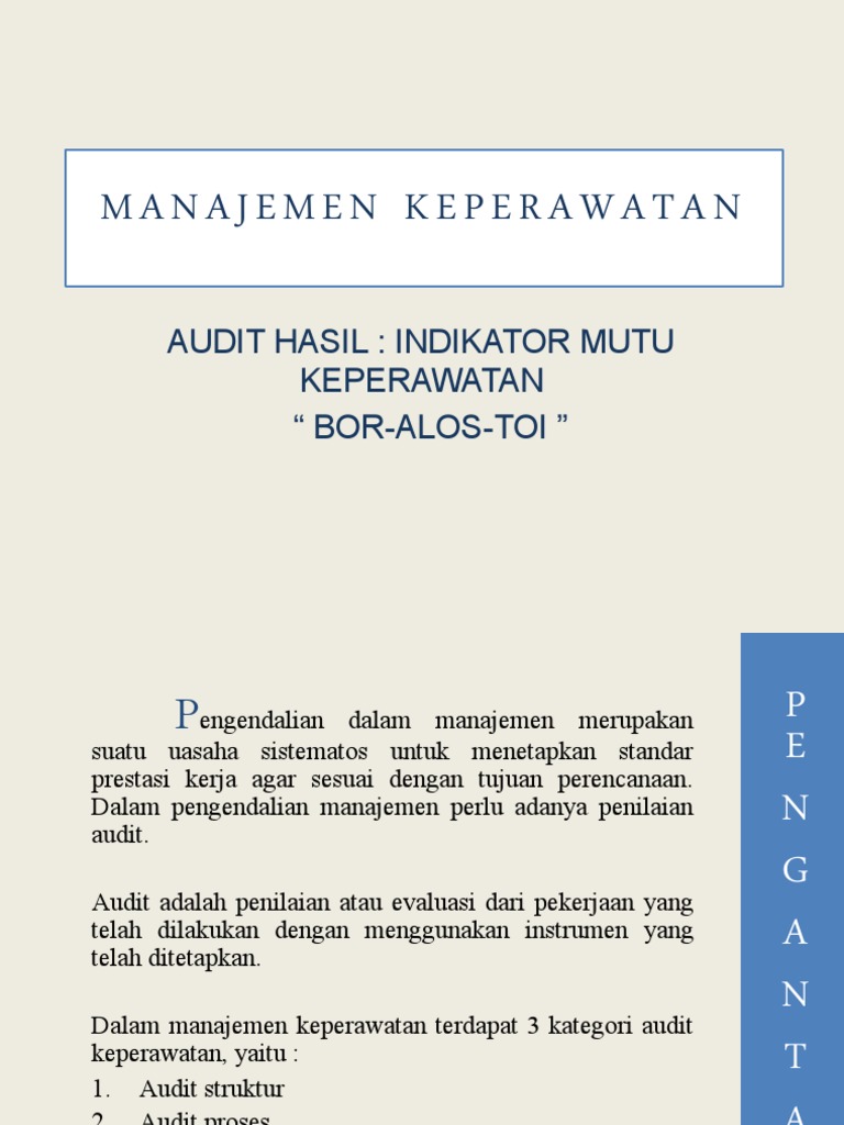 Audit Mutu Keperawatan: BOR, ALOS, TOI | PDF