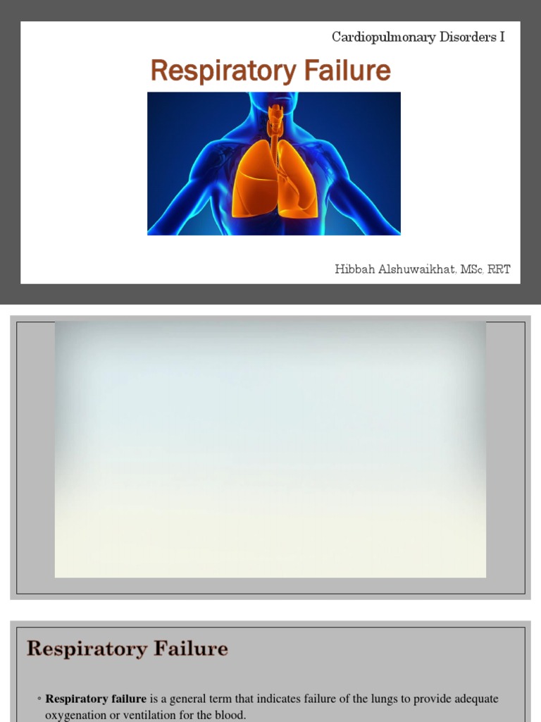 Cardiopulmonary Disorders I: An Overview of Respiratory Failure ...