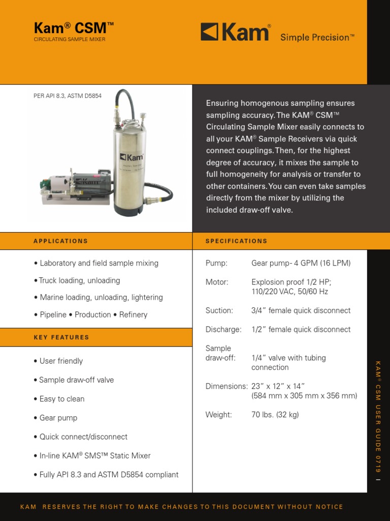 Kam CSM: PER API 8.3, ASTM D5854 | PDF | Pump | Tools
