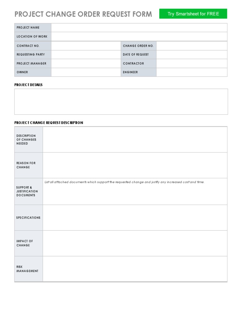 Project Change Order Request Form | PDF | Business | Reliability ...