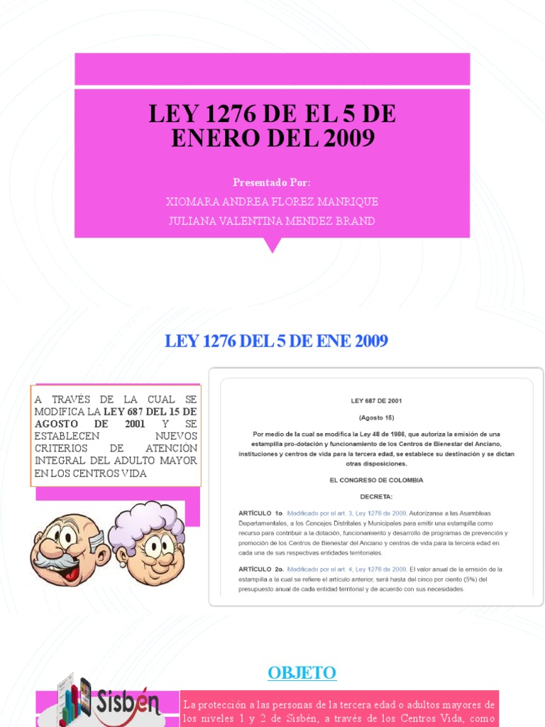Ley 1276 de 2009: Atención Integral Adulto Mayor | PDF | Vejez ...