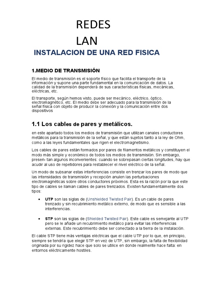 Instalacion de Una Red Fisica | PDF | Red de computadoras | Controlador ...