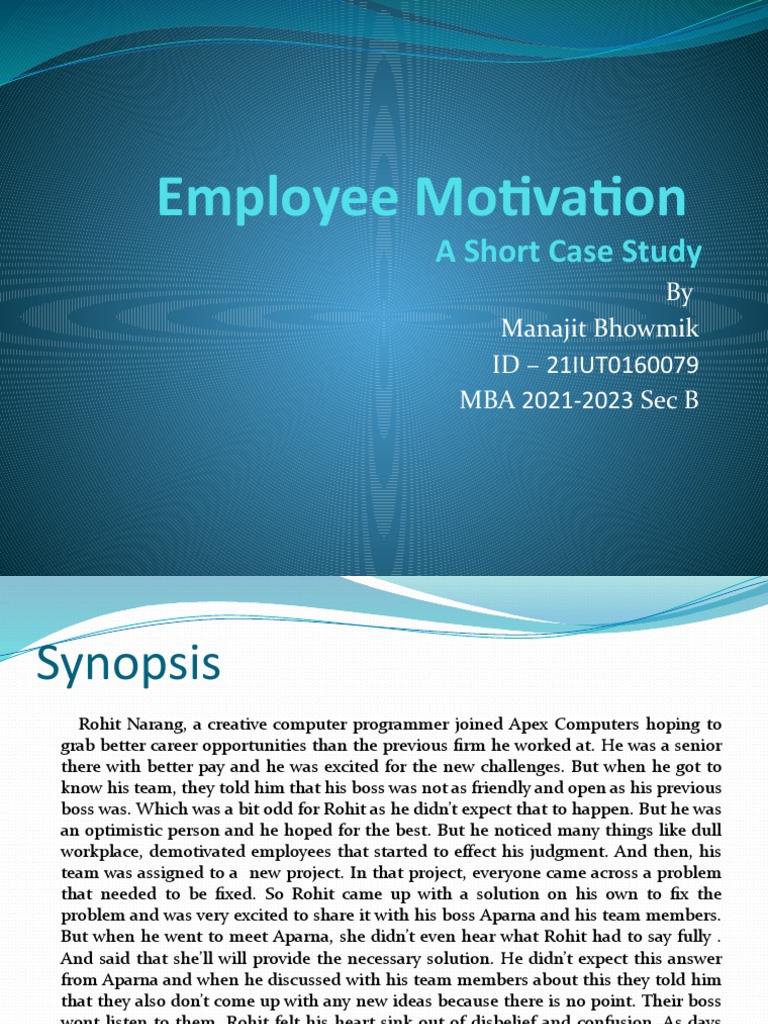 MBA Case Study: Employee Motivation | PDF | Behavior Modification ...