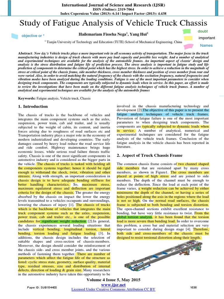 Fatigue Analysis Techniques for Vehicle Truck Frames | PDF | Fatigue ...