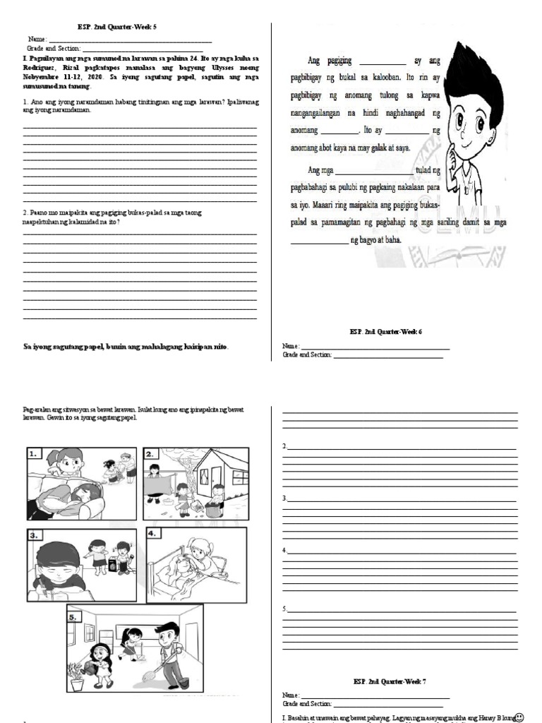 Answer-Sheet-ESP - Week 5-8.QUARTER-2 | PDF