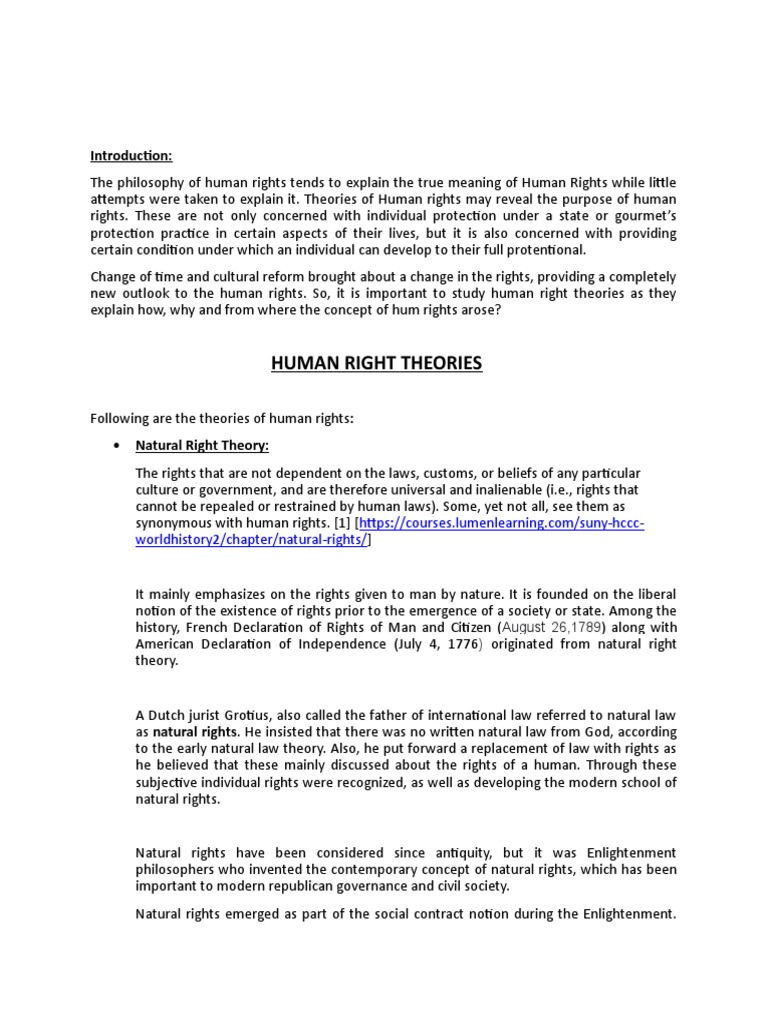 Human Right Theories: Worldhistory2/chapter/natural-Rights | PDF ...