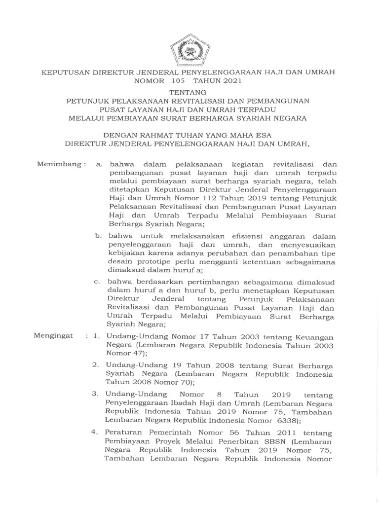 SK 105 Tahun 2021 Petunjuk Pelaksanaan Revitalisasi Dan Pembangunan ...