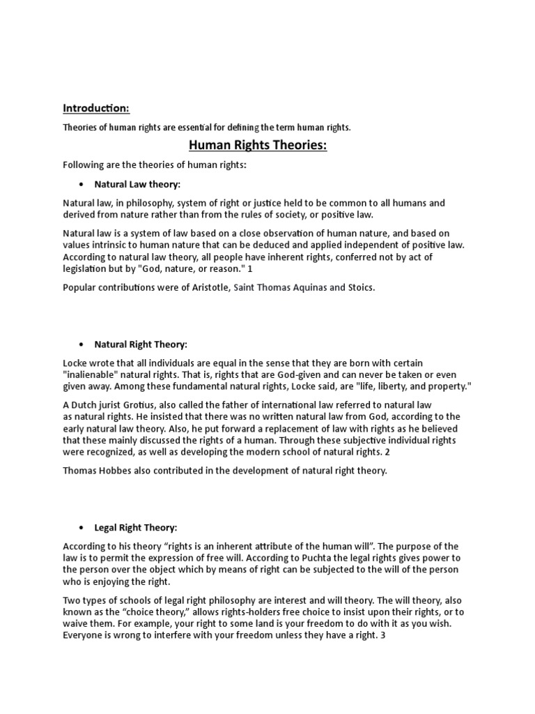Human Rights Theories Explained | PDF | Natural Law | Rights