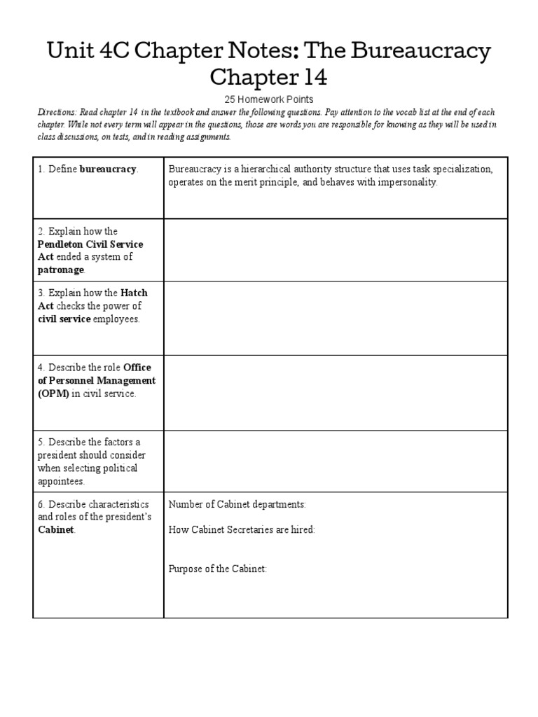 Unit 4C Chapter Notes Bureacuracy | PDF | American Government | United ...