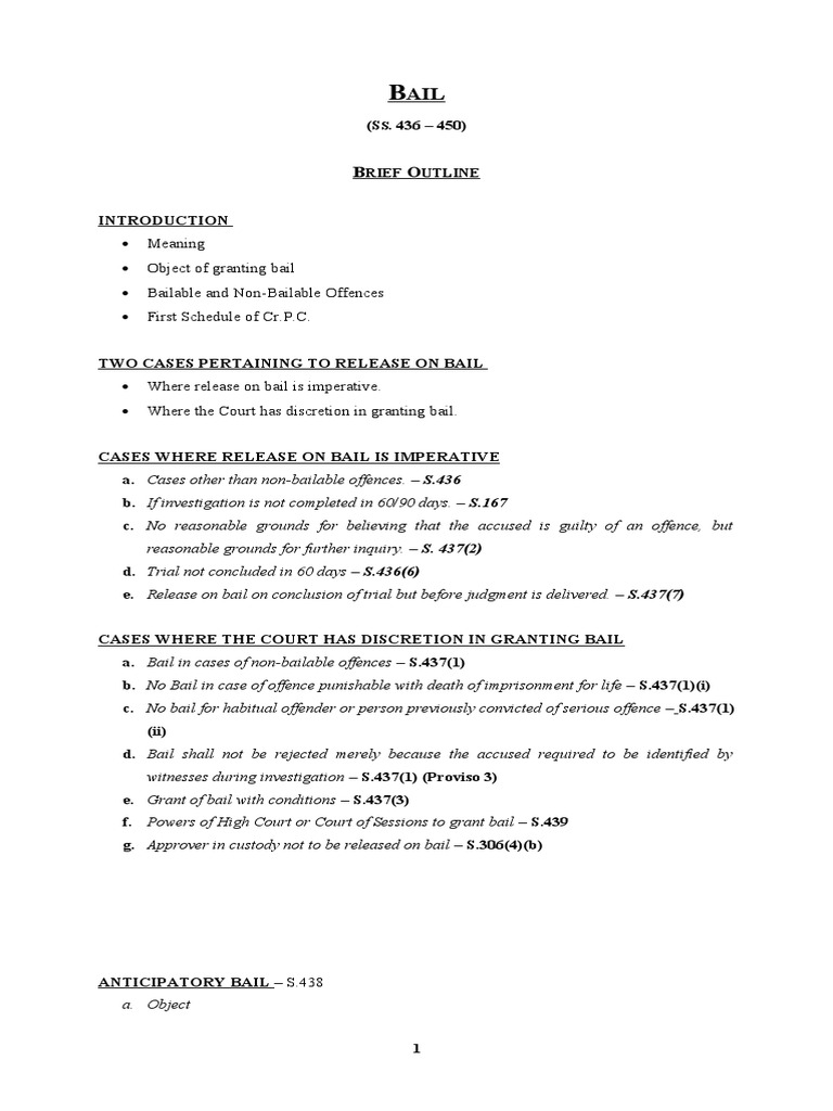 Meaning Object of Granting Bail Bailable and Non-Bailable Offences ...