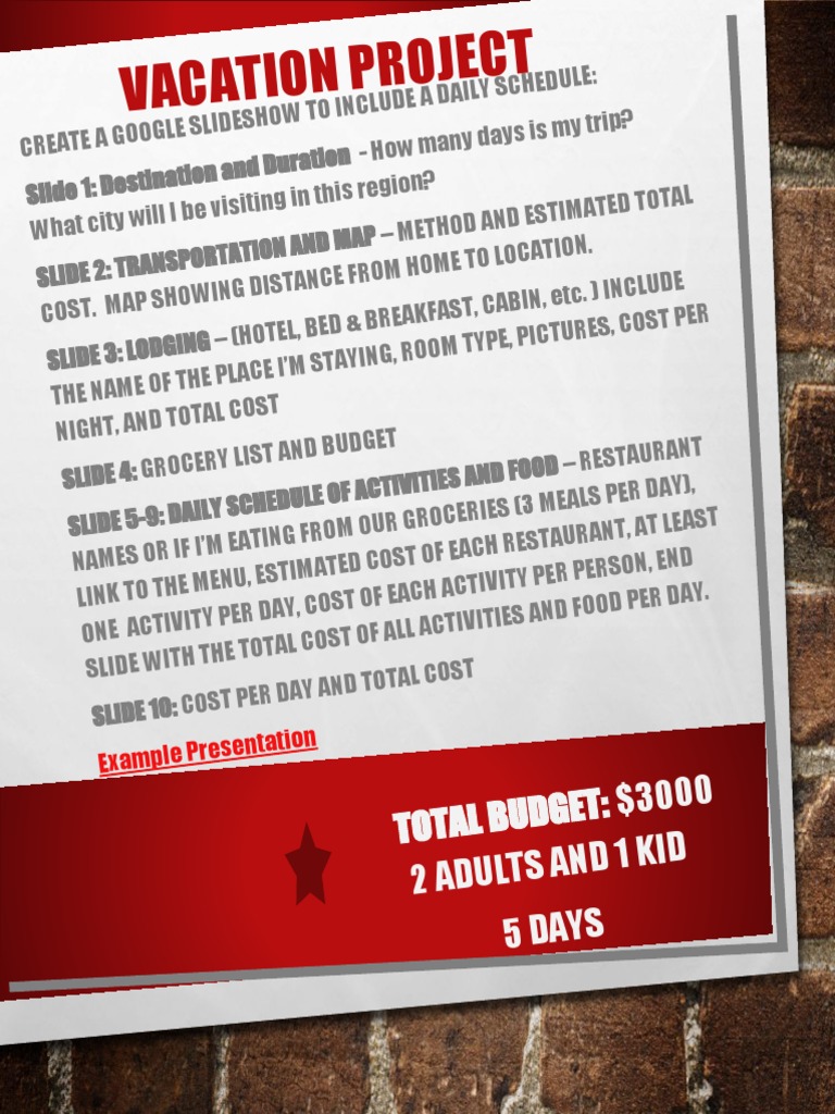 Vacation Budget Project Overview | PDF