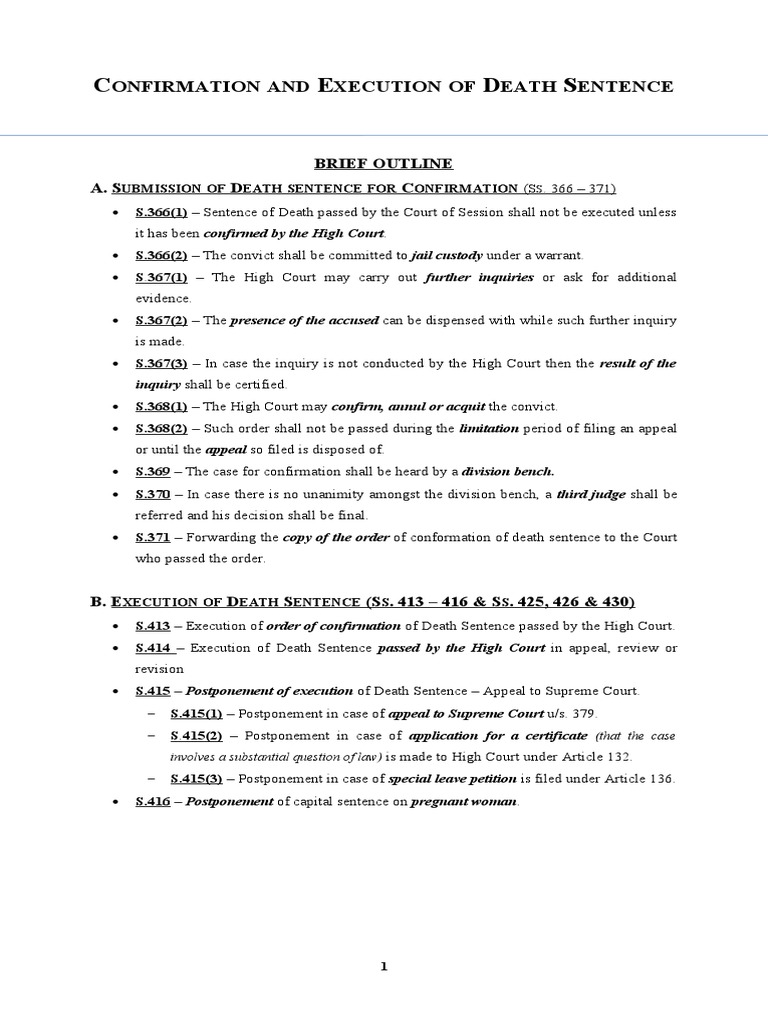 Confirmation and Execution of Death Sentence | PDF | Capital Punishment ...