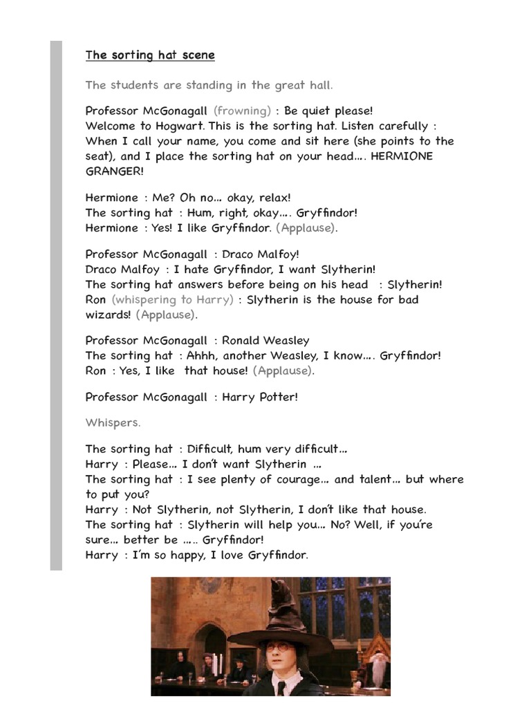 Harry Potter Dialogue Sorting Hat | PDF