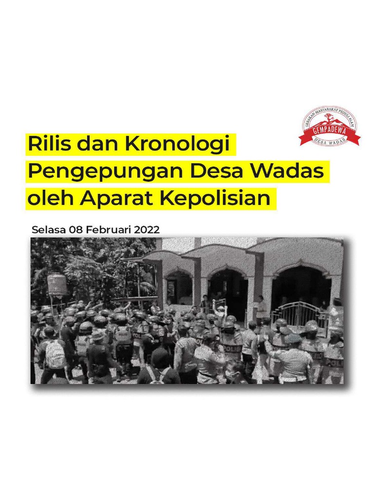 Rilis Dan Kronologi Pengepungan Desa Wadas Oleh Aparat Kepolisian | PDF