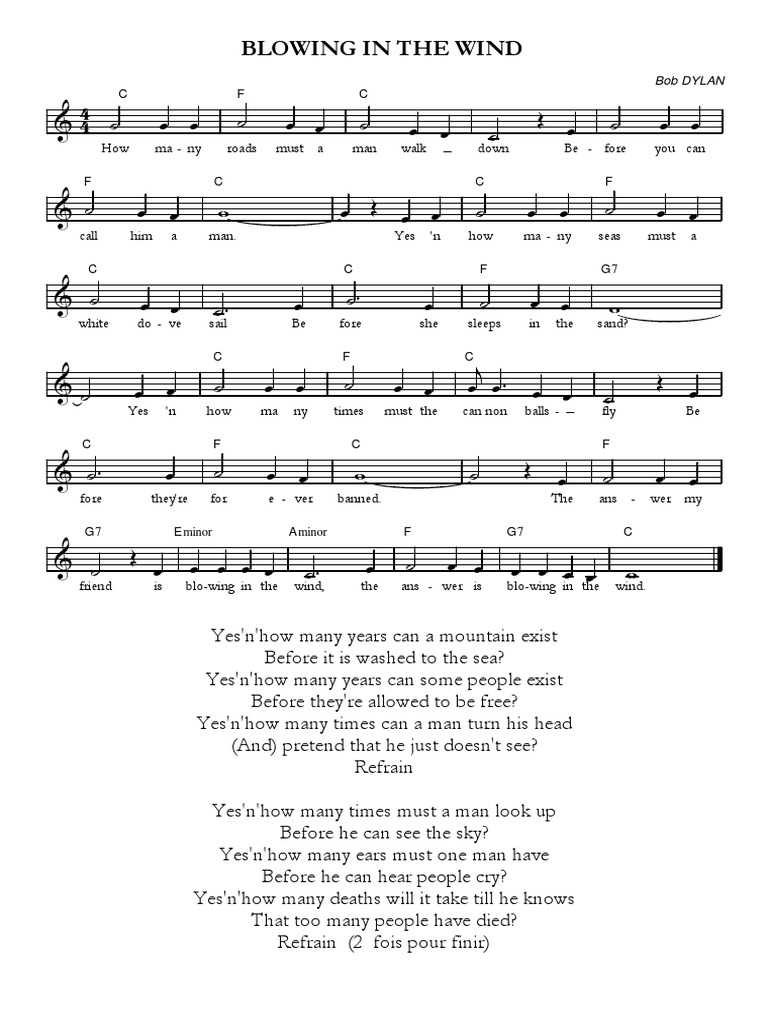 Blowin in The Wind | PDF | Bob Dylan | Works