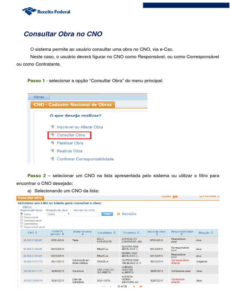 Consultar Obra No Cno | PDF | Finanças e Administração de Capital ...